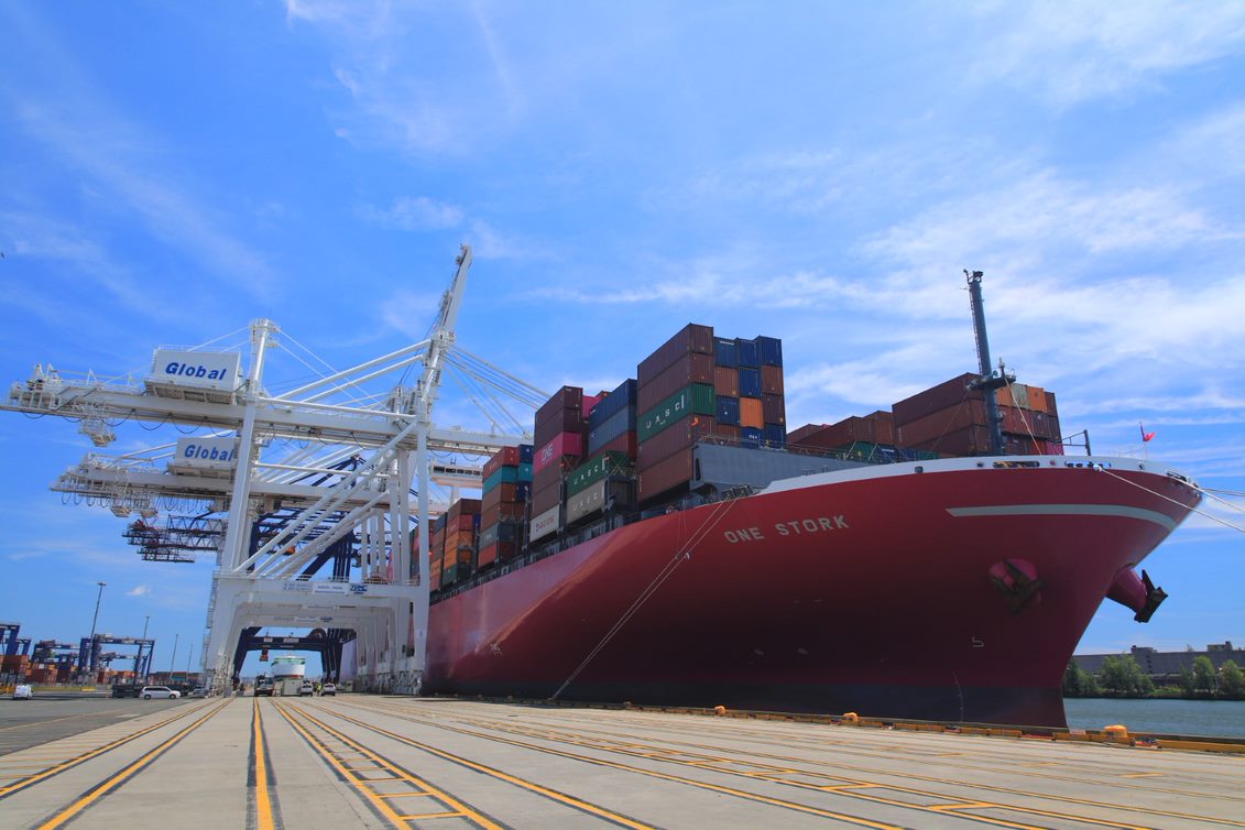 The M/V One Stork Docks at Global Container Terminal - Breaking Waves